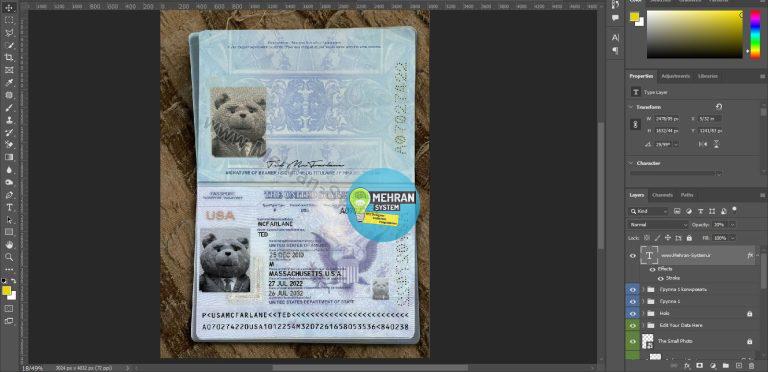 Editable USA Passport Template PSD – Mehran System