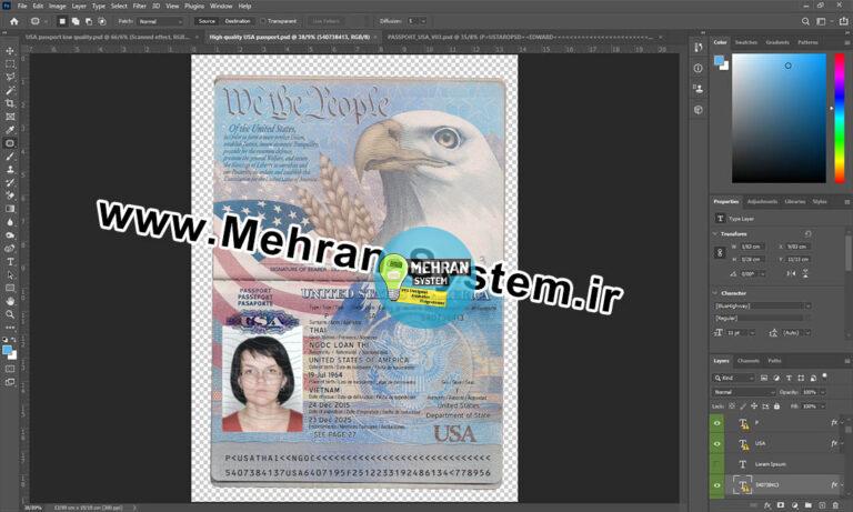 Editable USA Passport Template PSD - Mehran System