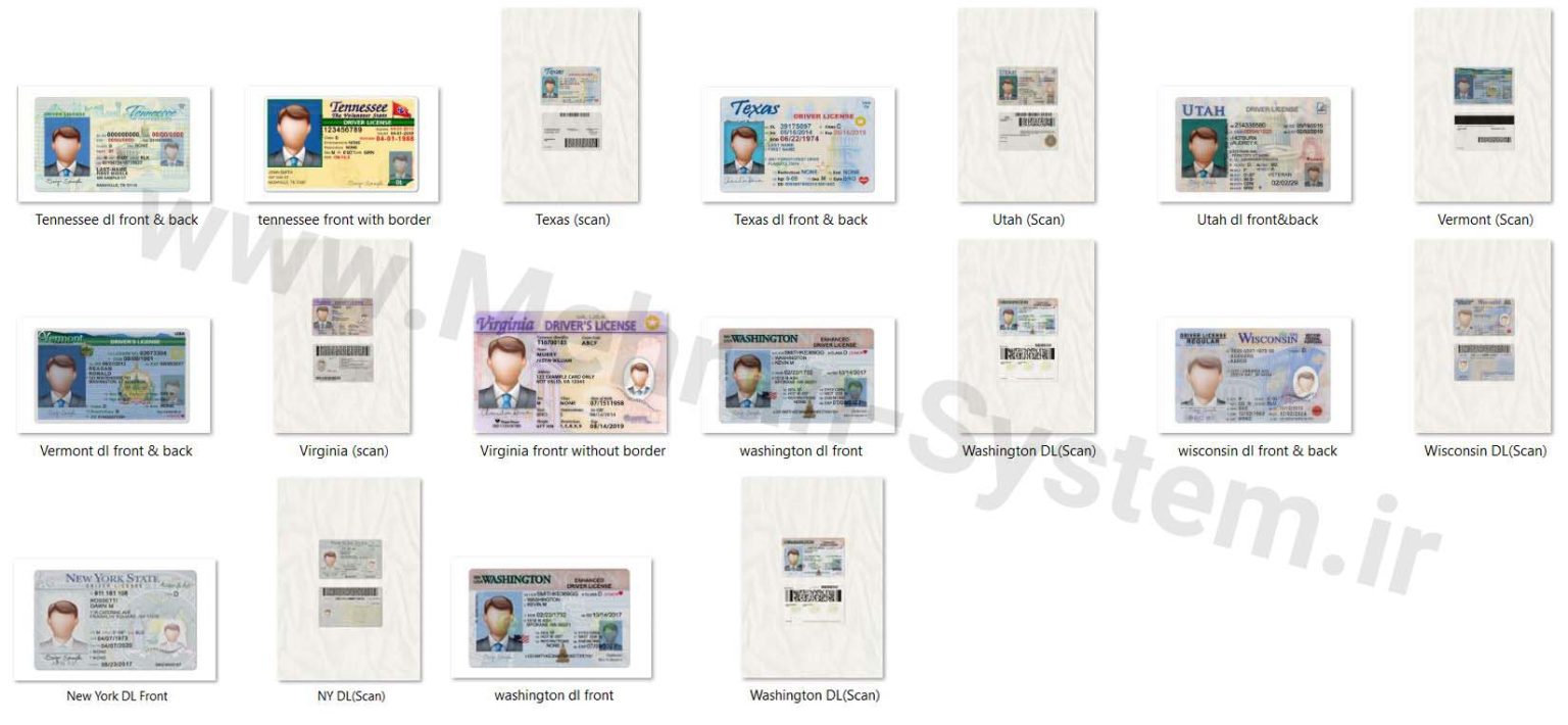 Driver License Templates All USA States - Mehran System